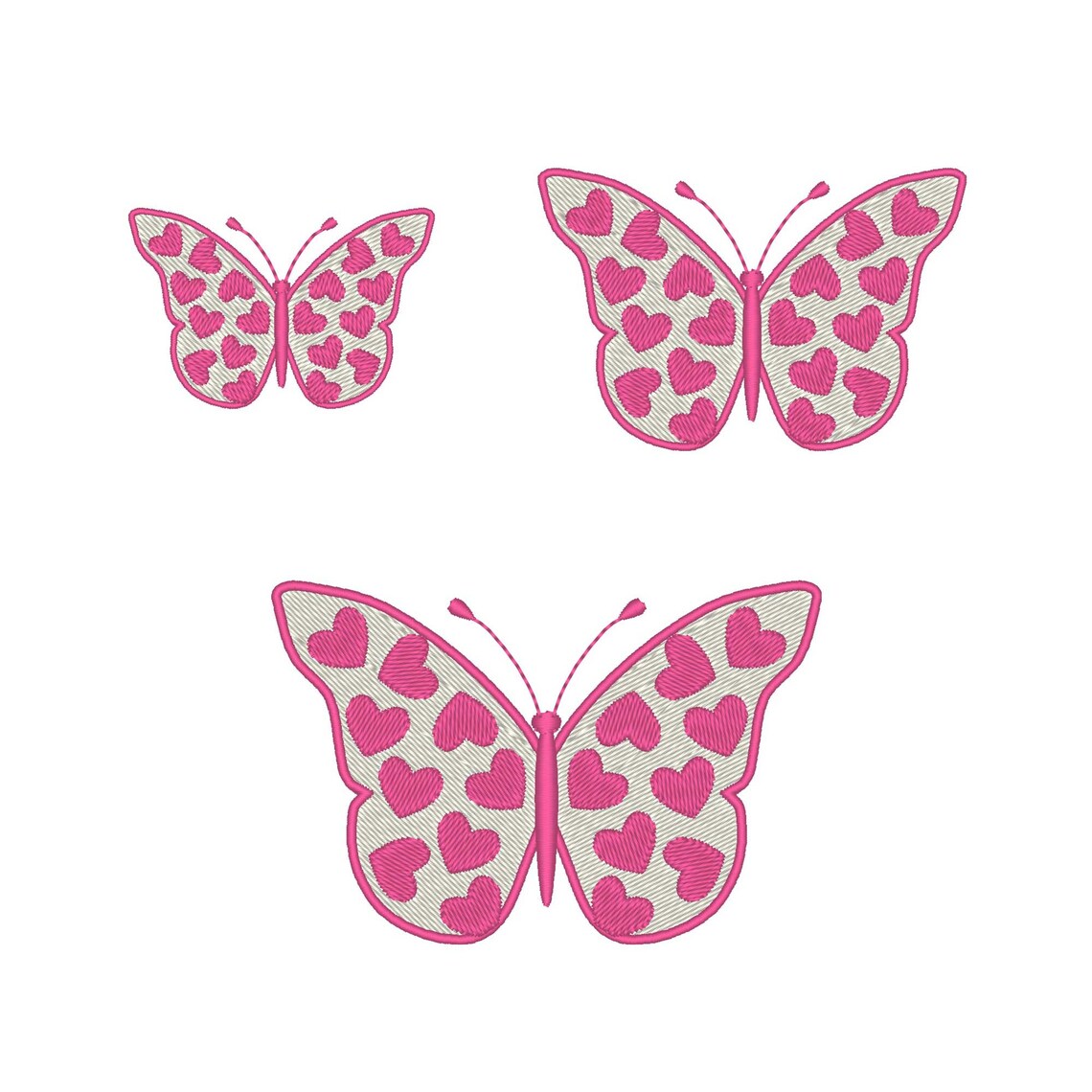 Heart Print Butterfly Embroidery Design Valentines Day - Etsy