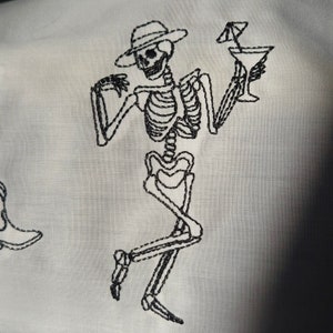 Party Skeleton Embroidery File, Skeleton Embroidery Design, Halloween ...
