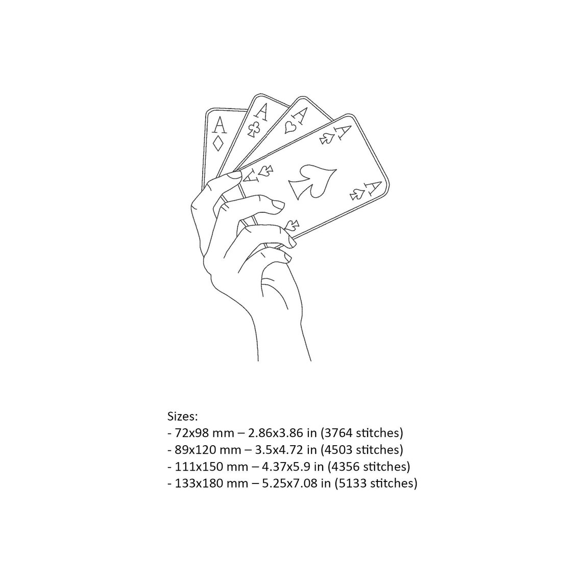Hand With Aces Embroidery Design Line Art Embroidery Designs - Etsy