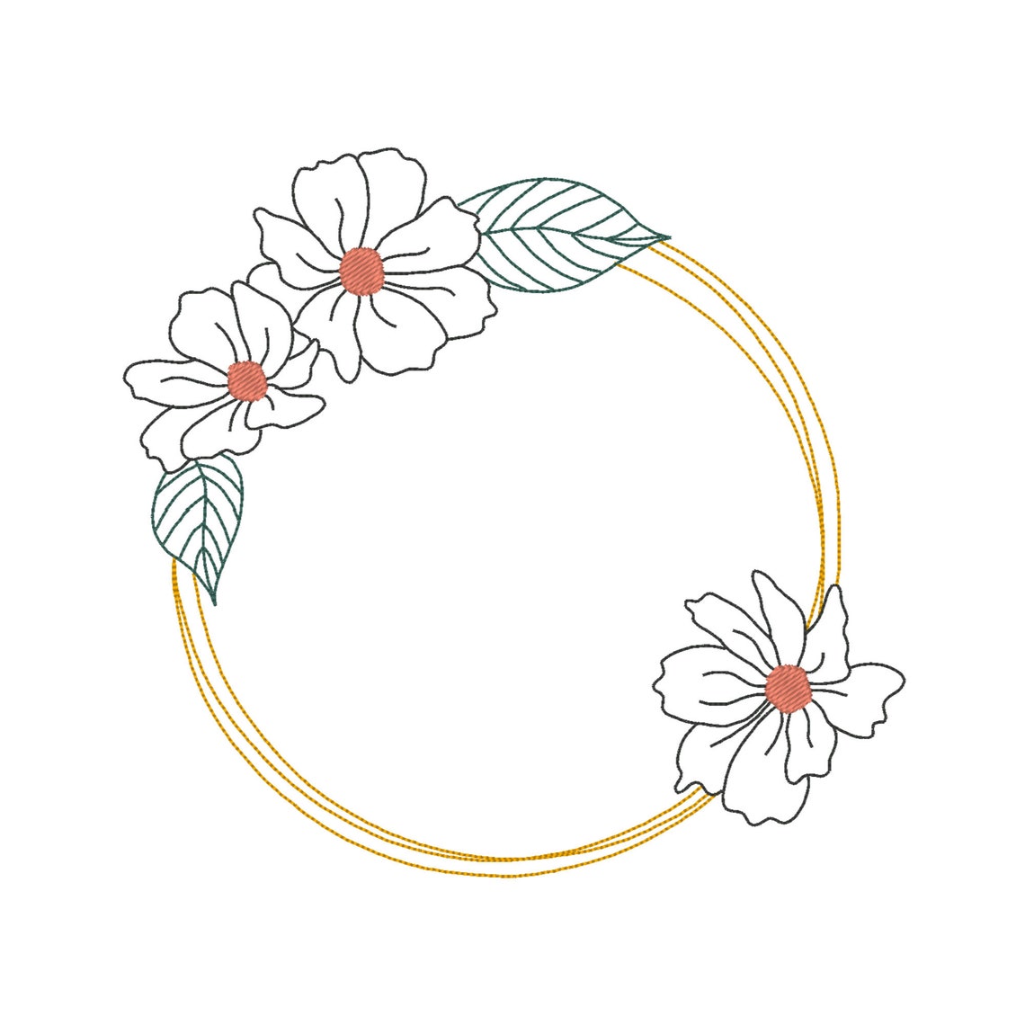 Flower Frame Embroidery Design Floral Embroidery Design - Etsy