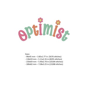 Optimist Embroidery Design, Trendy Embroidery Design, Positive ...