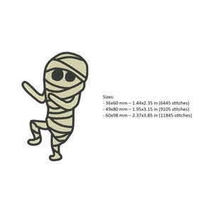 Dancing Mummy Embroidery Design, Cute Embroidery Design for Halloween ...
