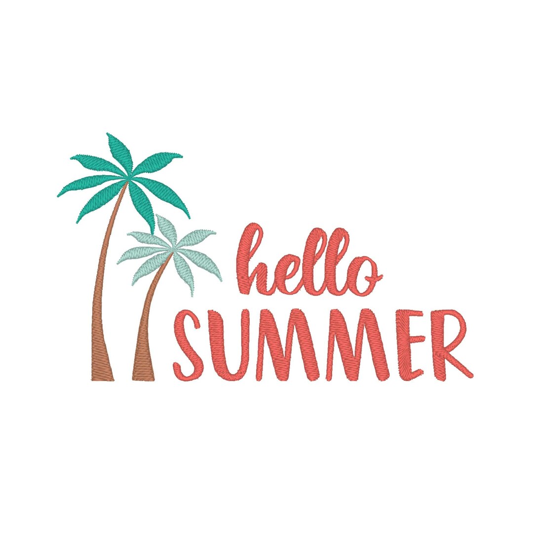 Hello Summer Embroidery Design Palm Tree Embroidery Design - Etsy