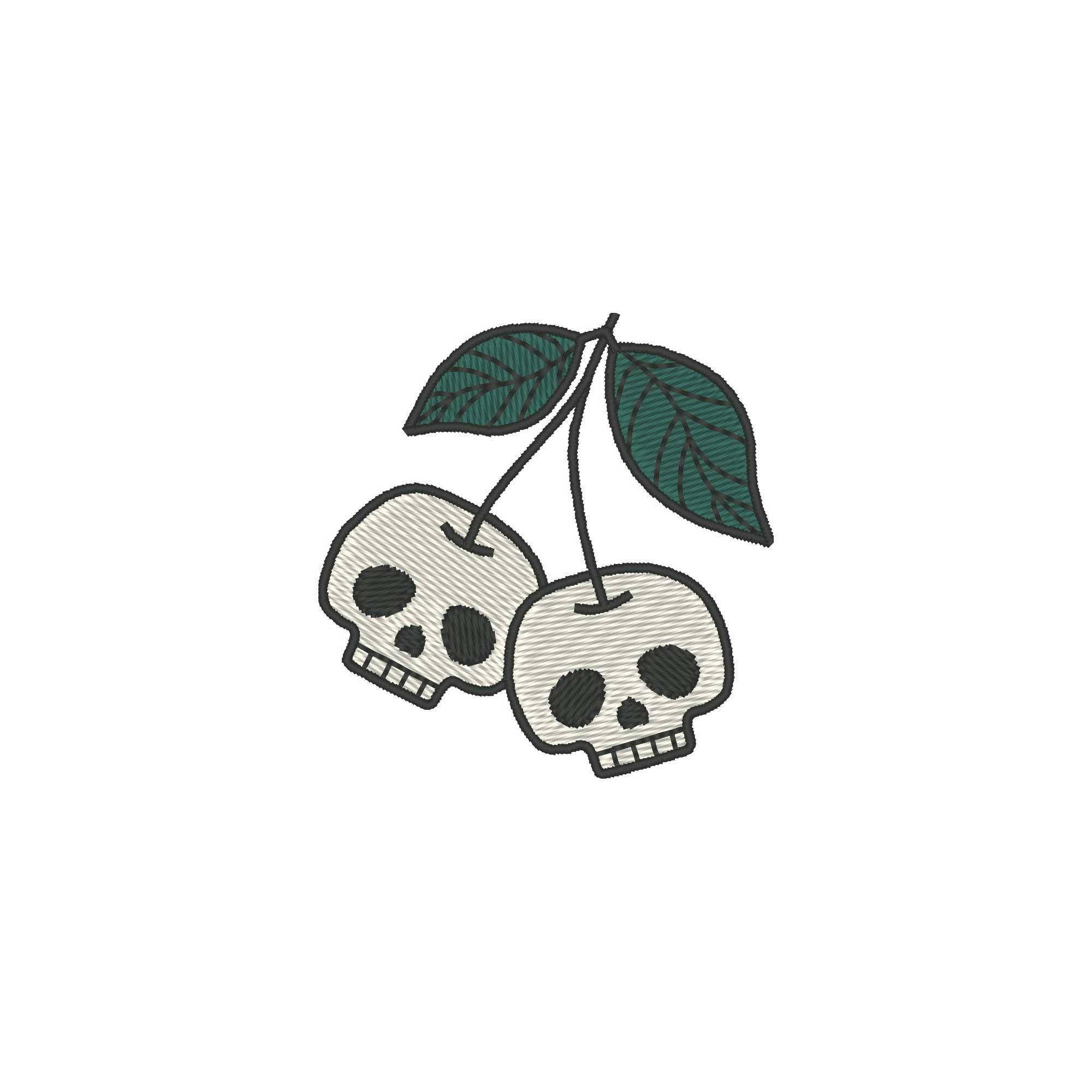 Cherry Skulls Embroidery Design: Halloween Embroidery File (digital ...