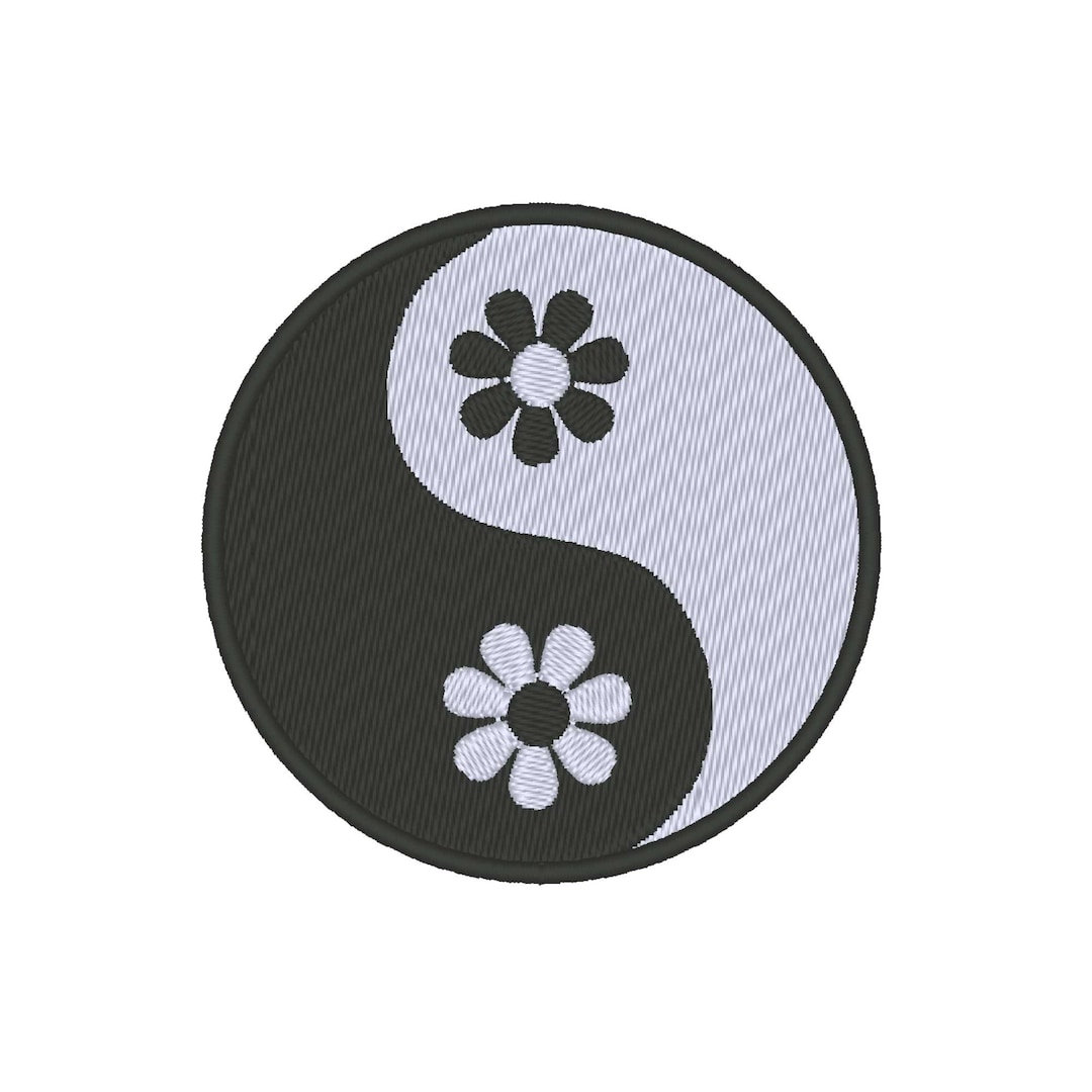 Yin Yang Embroidery Design, Daisy Yin Yang Embroidery File, Machine ...