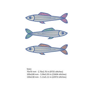 Sardines Embroidery Design, Sardines Embroidery File, Fish Embroidery ...