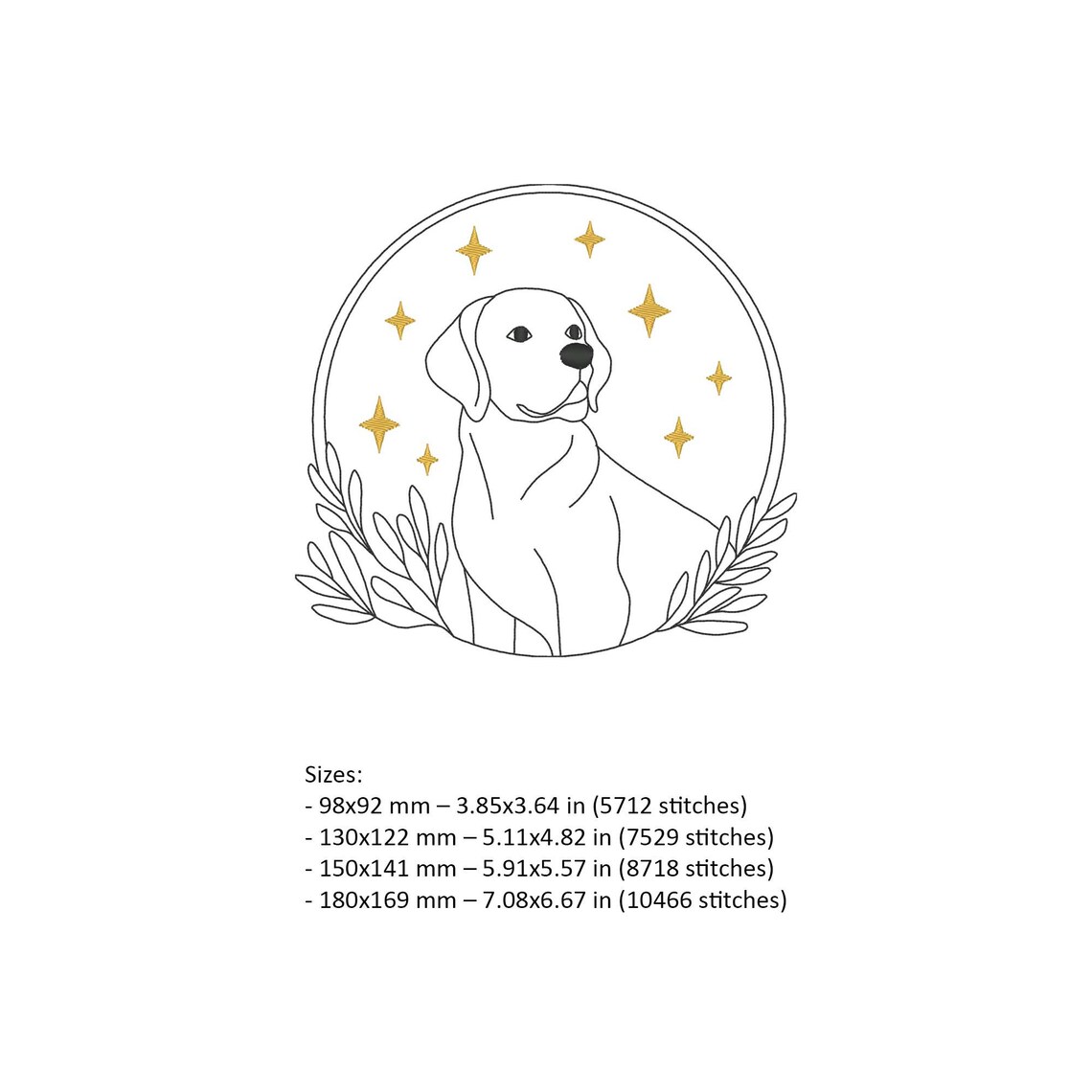 Labrador Retriever Embroidery Design: Dog Line Art Machine Embroidery ...
