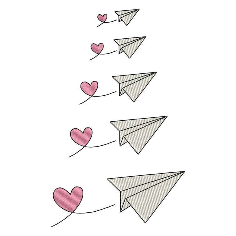 Paper Airplane Embroidery Design Valentines Day Embroidery - Etsy