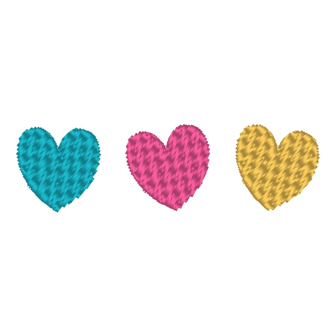 Hearts Trio Embroidery Design (digital Download) - Etsy