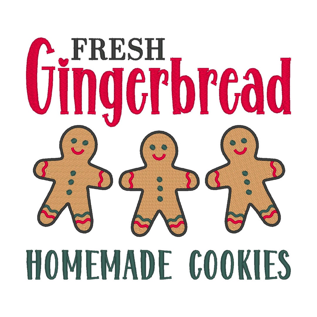 Gingerbread Cookies Embroidery Design: Christmas Baking Embroidery File ...