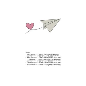 Paper Airplane Embroidery Design, Valentines Day Embroidery Design ...