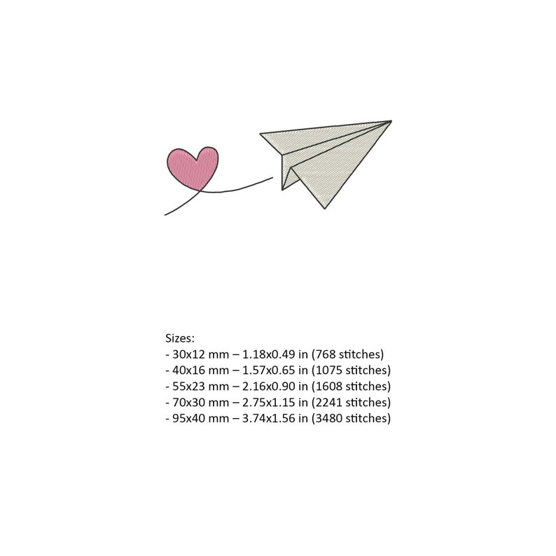 Paper Airplane Embroidery Design Valentines Day Embroidery - Etsy