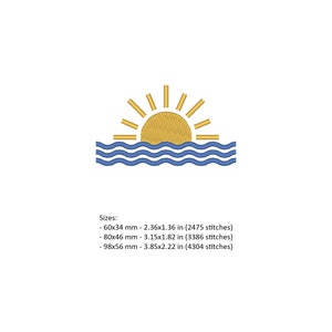 Ocean Sunrise Embroidery Design: Waves Embroidery File (digital ...
