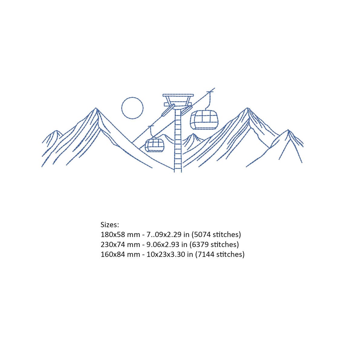Mountains Ski Lift Embroidery Design: Winter Machine Embroidery File ...