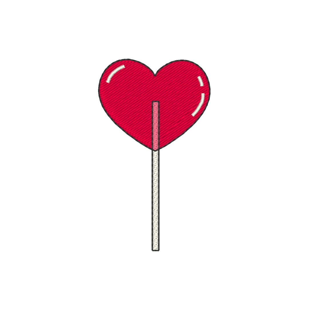 Heart Lollipop Embroidery Design: Valentine's Day Embroidery File ...