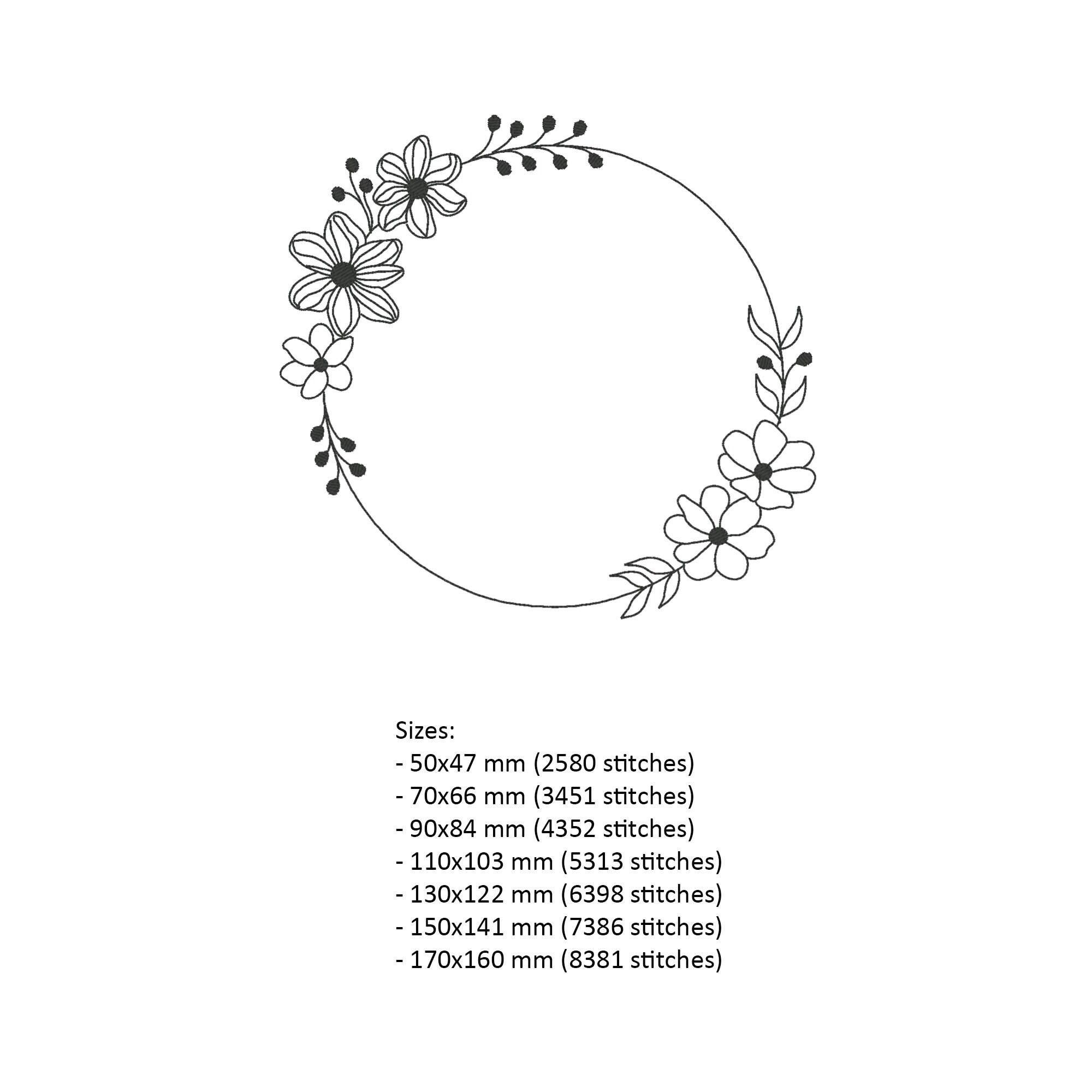 Flower Frame Embroidery Design One Line Embroidery Design - Etsy UK