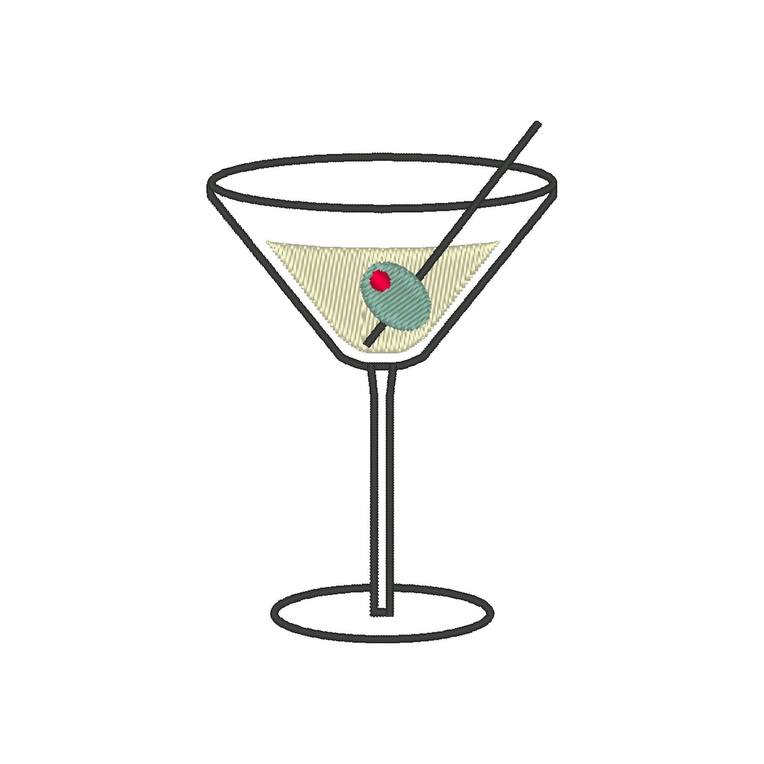 Martini Glass Embroidery Design: Cocktail Embroidery File (digital ...