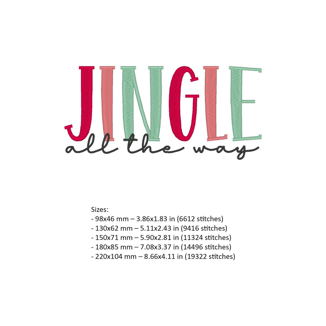Jingle All the Way Embroidery Design: Christmas Machine Embroidery ...