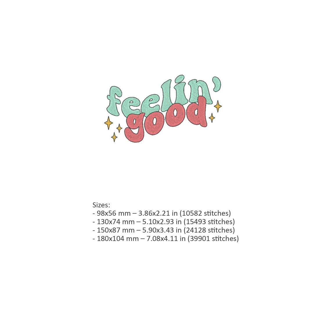 Feeling Good Embroidery Design Cute Embroidery Design - Etsy