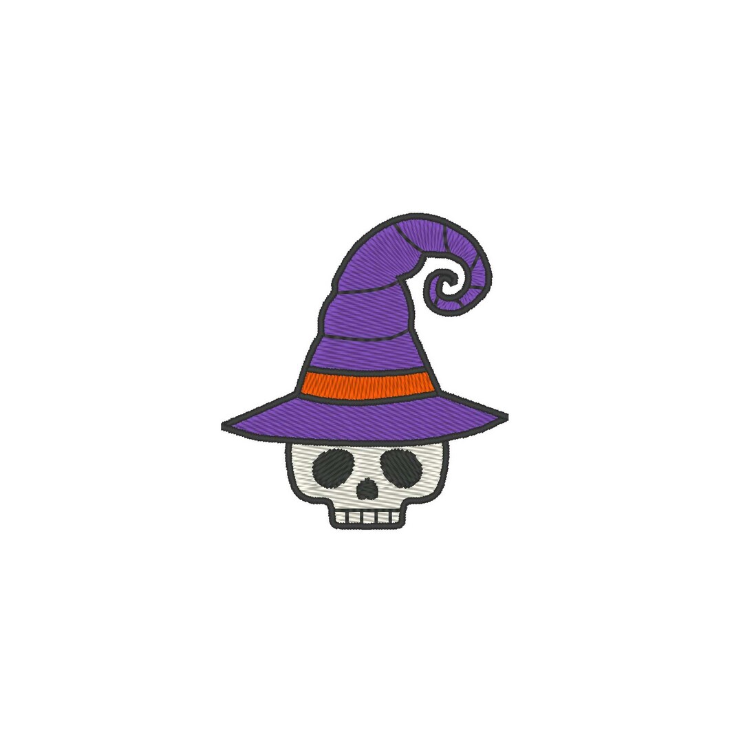 Witch Skull Embroidery Design, Skull Witch Embroidery Design, Skull ...