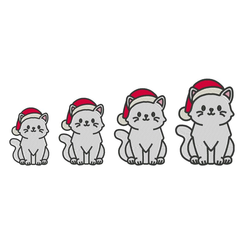 Christmas Cat Embroidery Design: Mini Holiday Machine Embroidery File ...