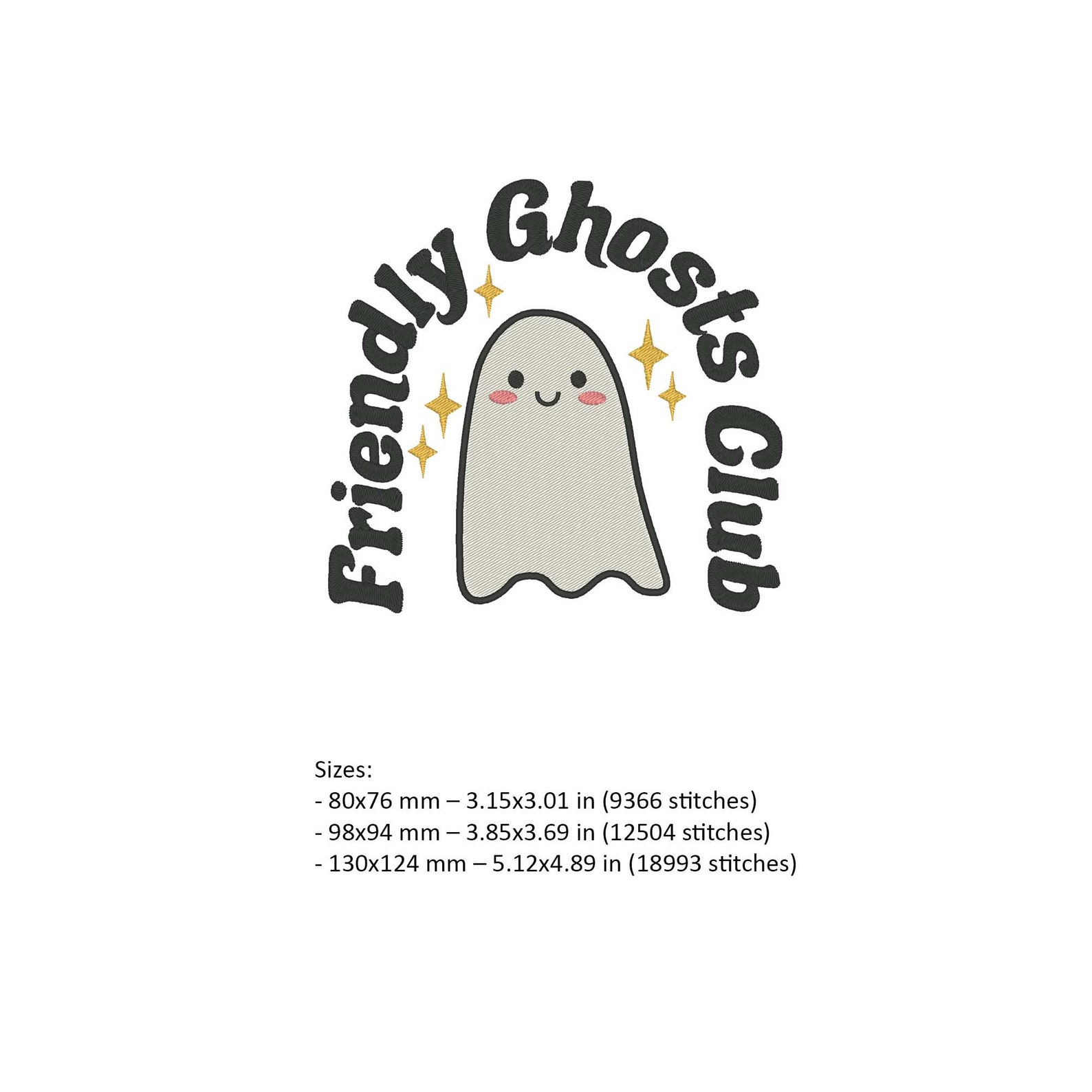 Friendly Ghosts Club Embroidery Design Cute Ghost Embroidery - Etsy