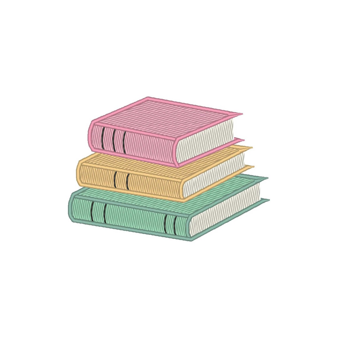 Book Stack Embroidery Design: Mini Books Embroidery File (digital ...