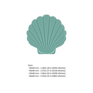 Sea Shell Embroidery Design, Mini Sea Shell Embroidery File, Mini ...