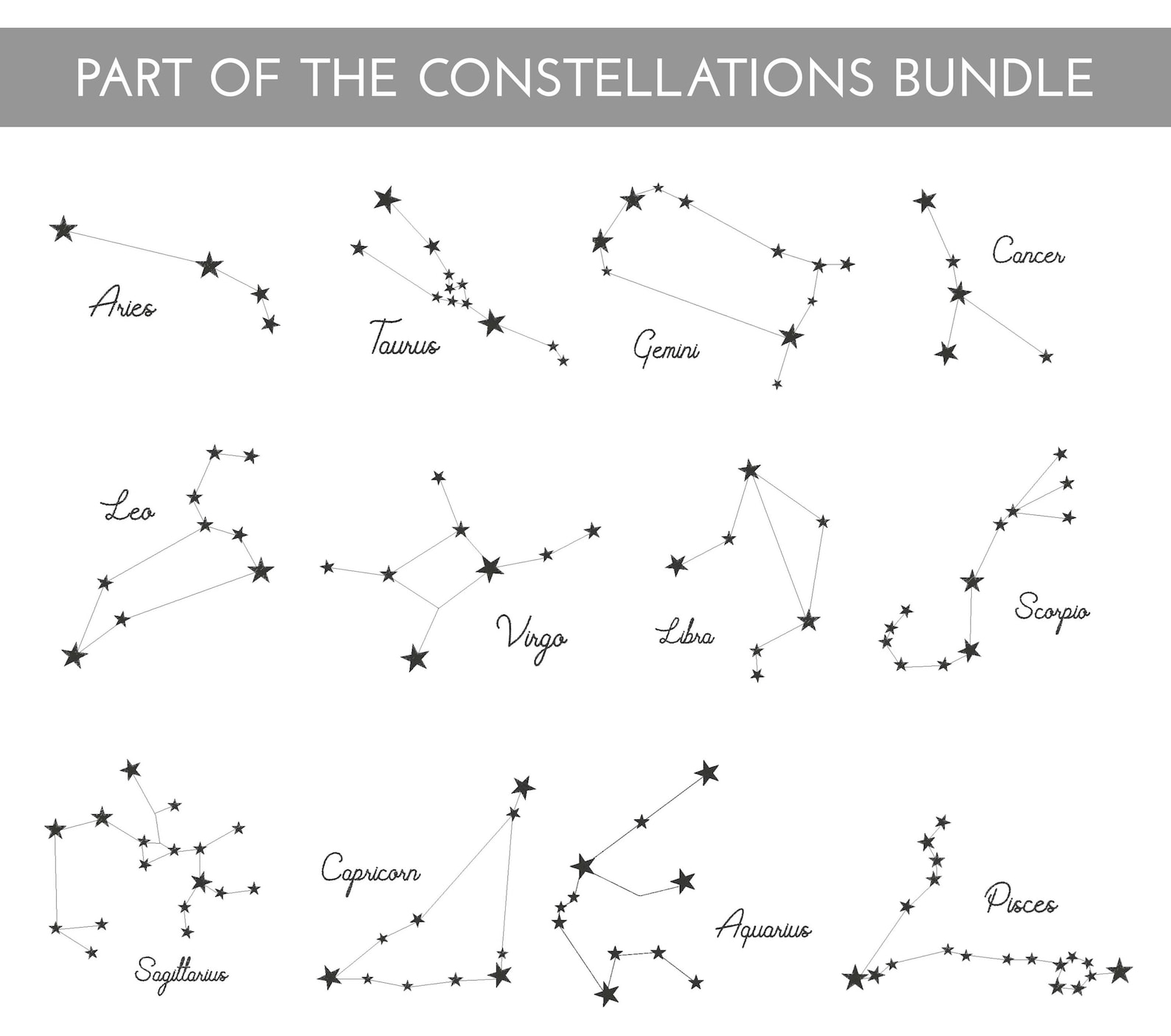 Taurus Constellation Embroidery Design (digital Download) - Etsy