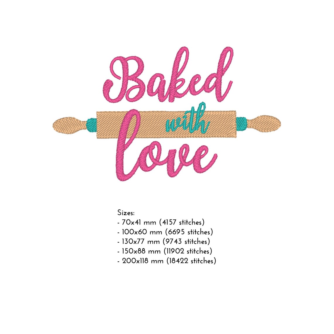 Baked With Love PES Baking Embroidery Design Digital - Etsy