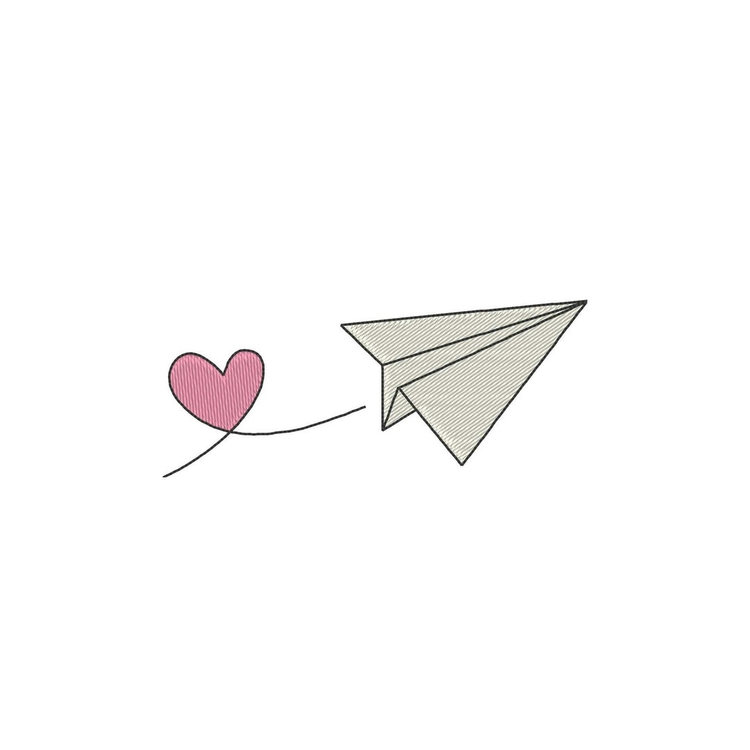 Paper Airplane Embroidery Design, Valentines Day Embroidery Design ...