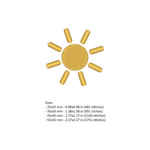 Mini Sun Embroidery Design: Sunshine Embroidery File (digital Download ...