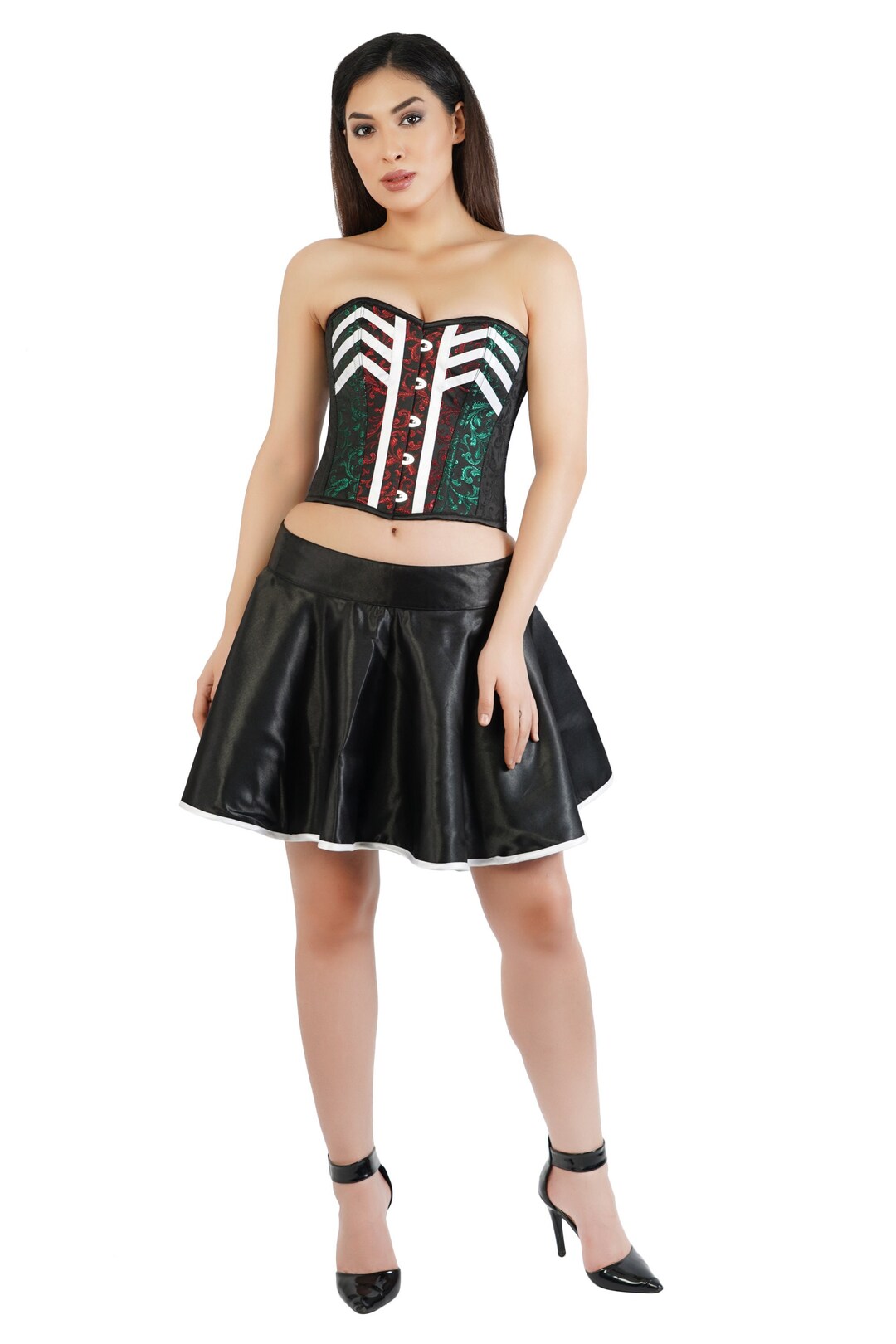 Multi Color Brocade Spooky Bastille Day Costume High Waist Corset ...