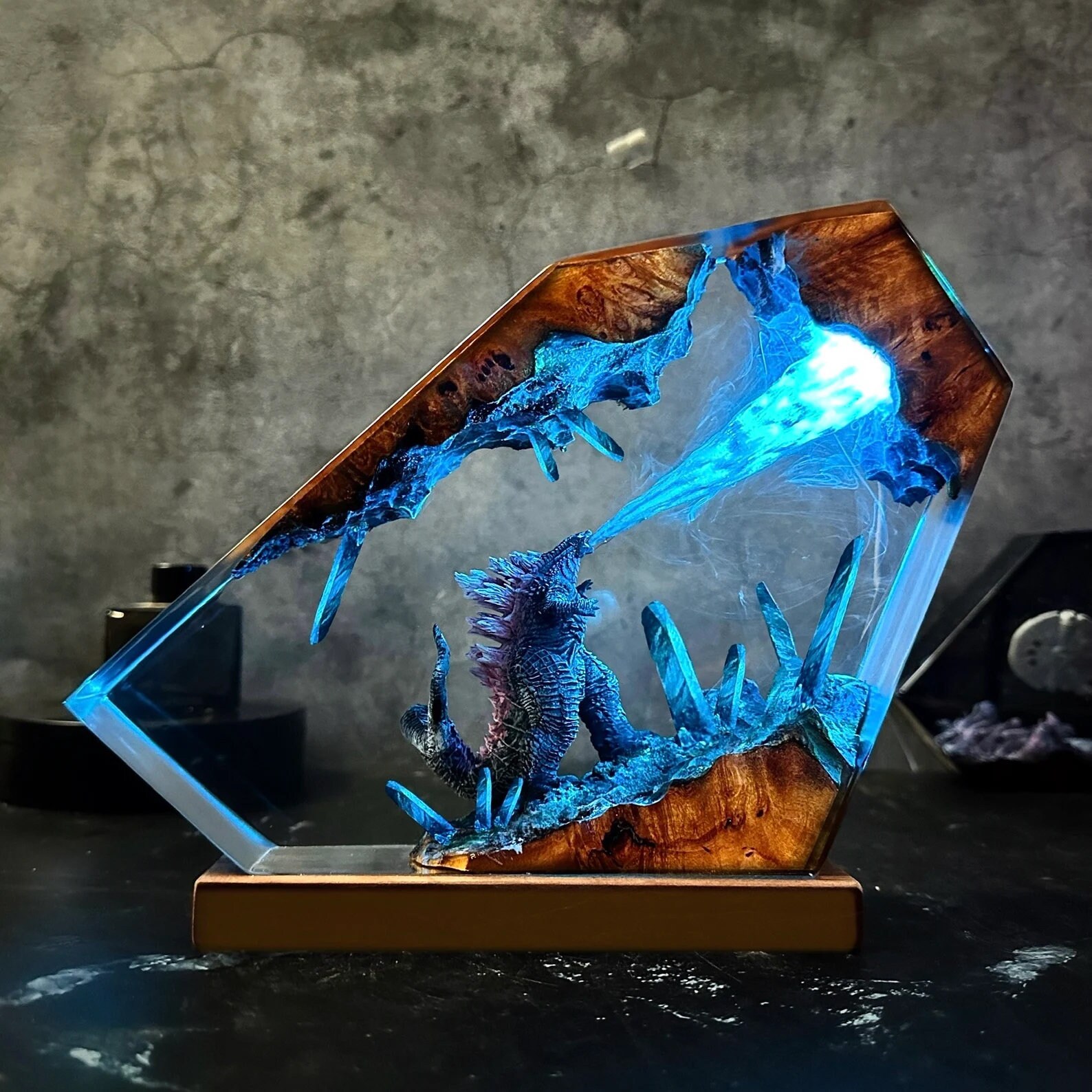 G.ODZ.ILLA Monster Night Light Atomic Breath Resin Lamp God.zilla ...
