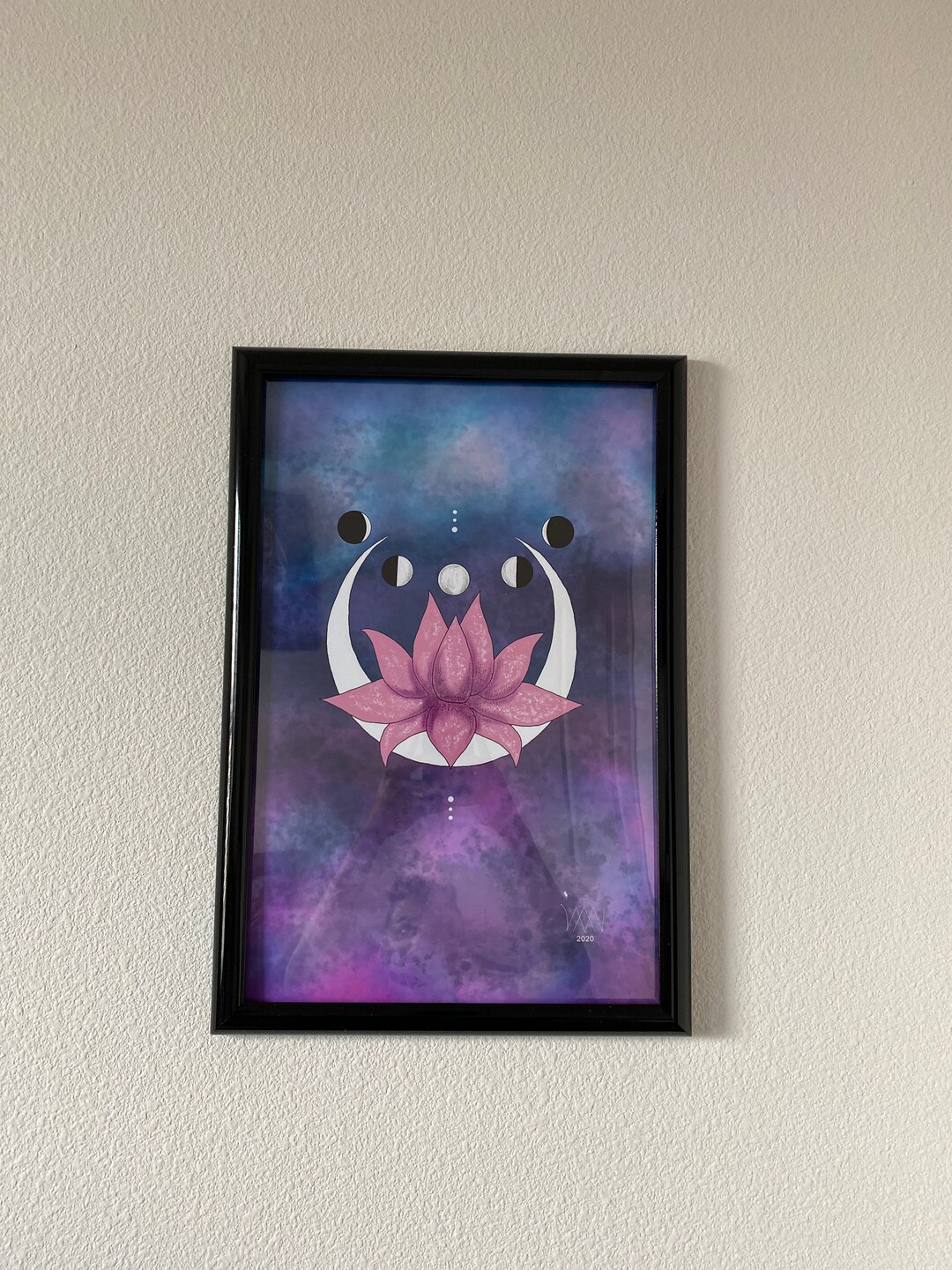 12x18 Lotus/moon Digital Drawing - Etsy