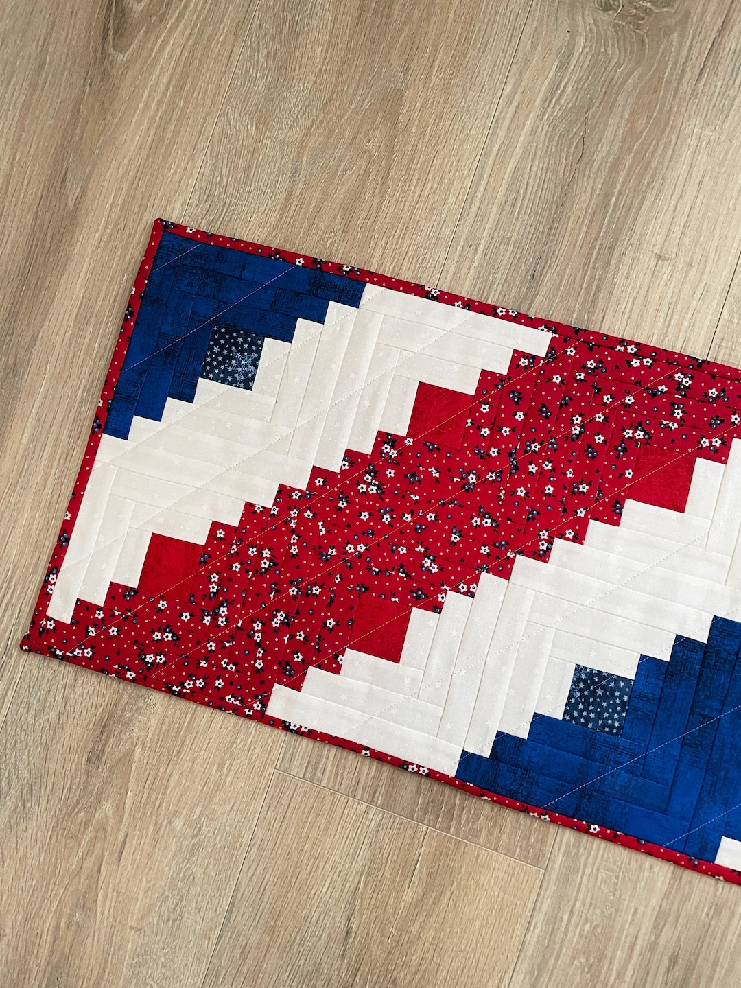 Handmade Log Cabin Table Runner, Patriotic Table Centerpiece - Etsy