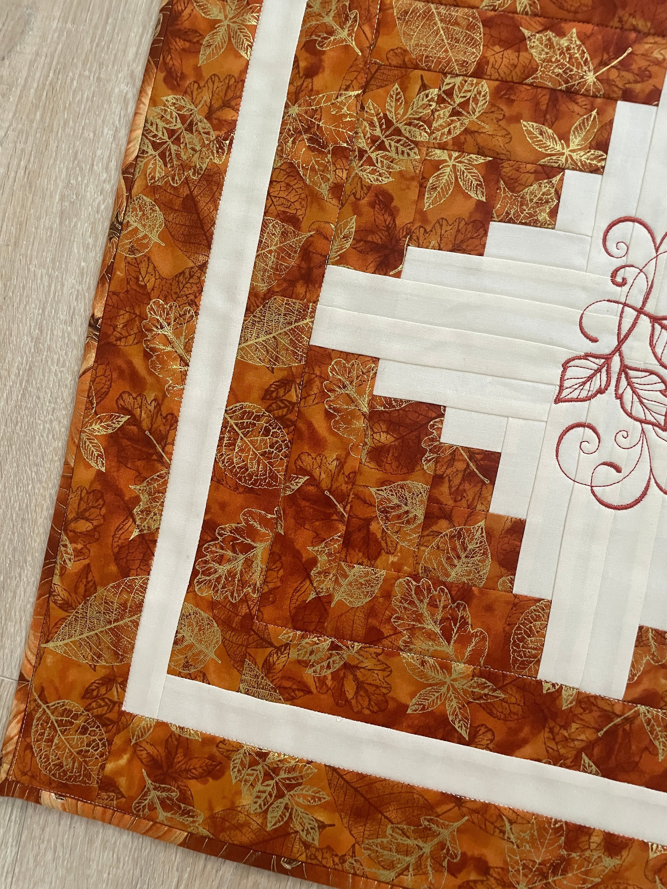 Quilted Fall Table Topper Log Cabin Table Centerpiece 22 X - Etsy