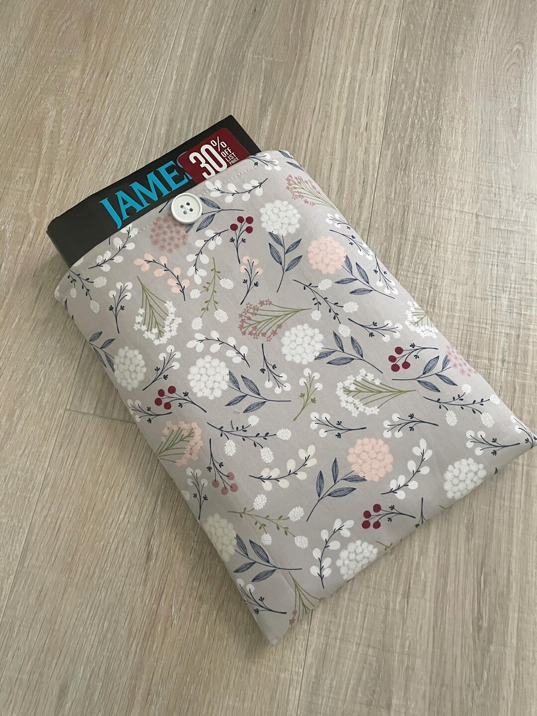 Wildflower Fabric Book Sleeve: Cotton Book Cover With Button - Etsy