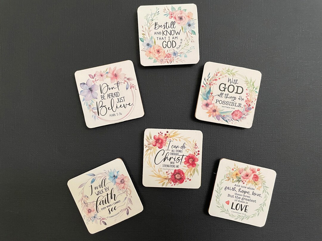 Floral Christian Magnets, Set of 6, Faith Christian Gifts - Etsy