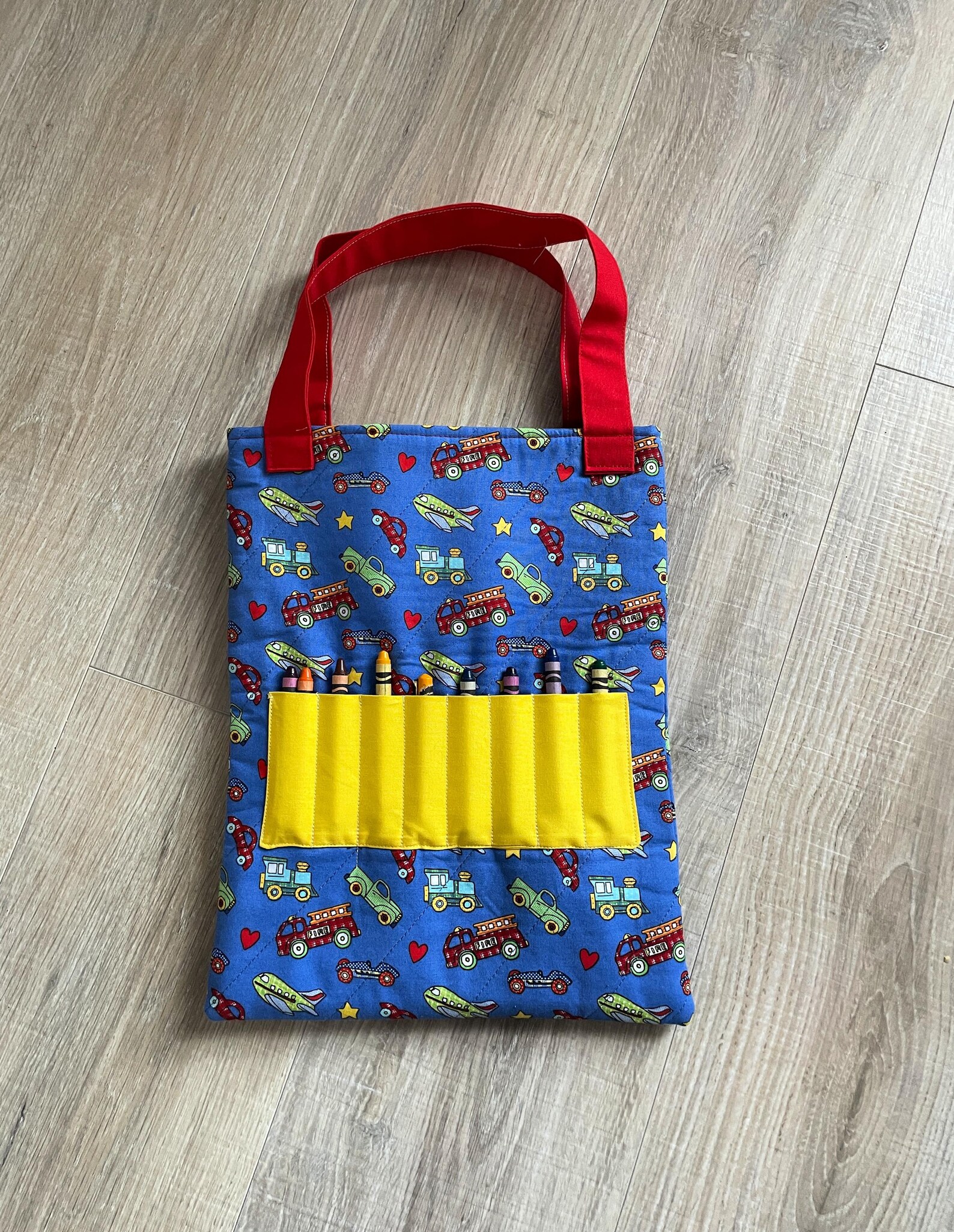 Kids Activity Tote Bag With Crayons, Cars, Trains, and Airplanes - Etsy