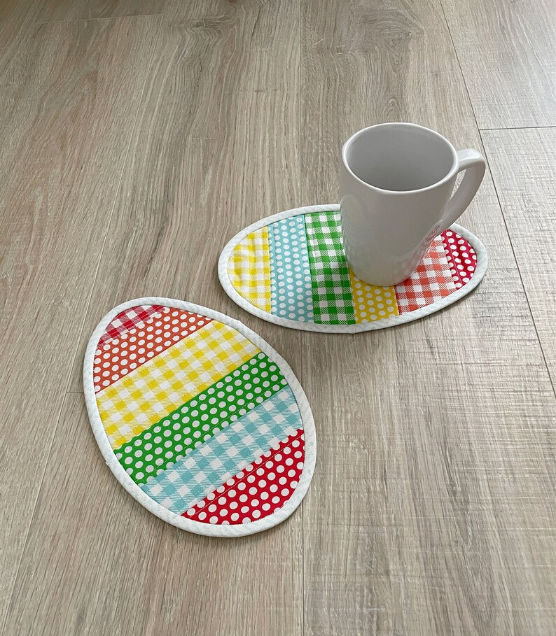 Quilted Easter Egg Mug Rug, Set of 2 Spring Decor, Easter Snack Mat ...