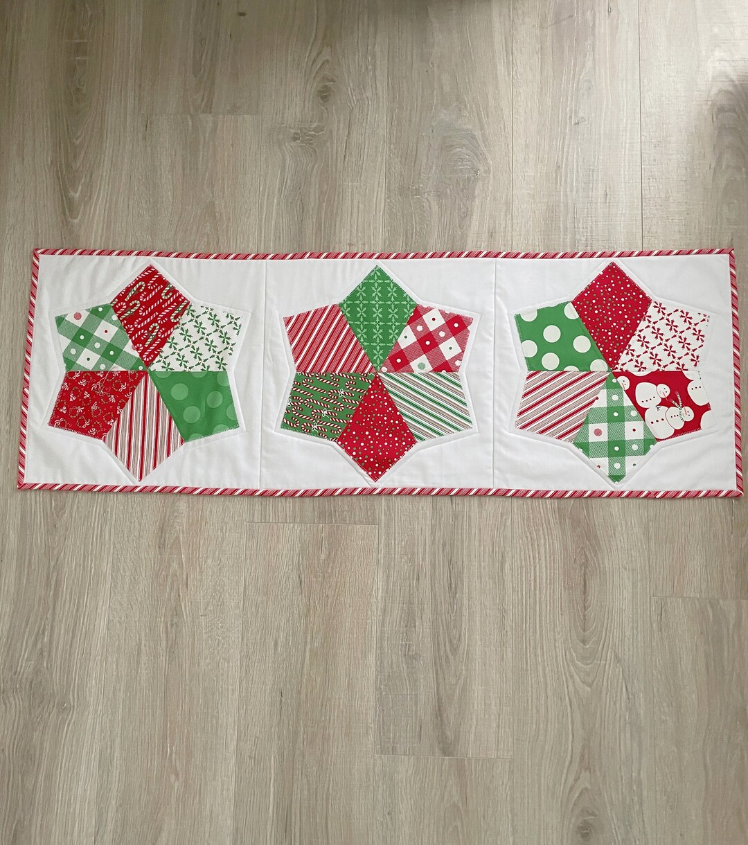 Quilted Christmas Star Table Runner, Vintage Home Decor - Etsy