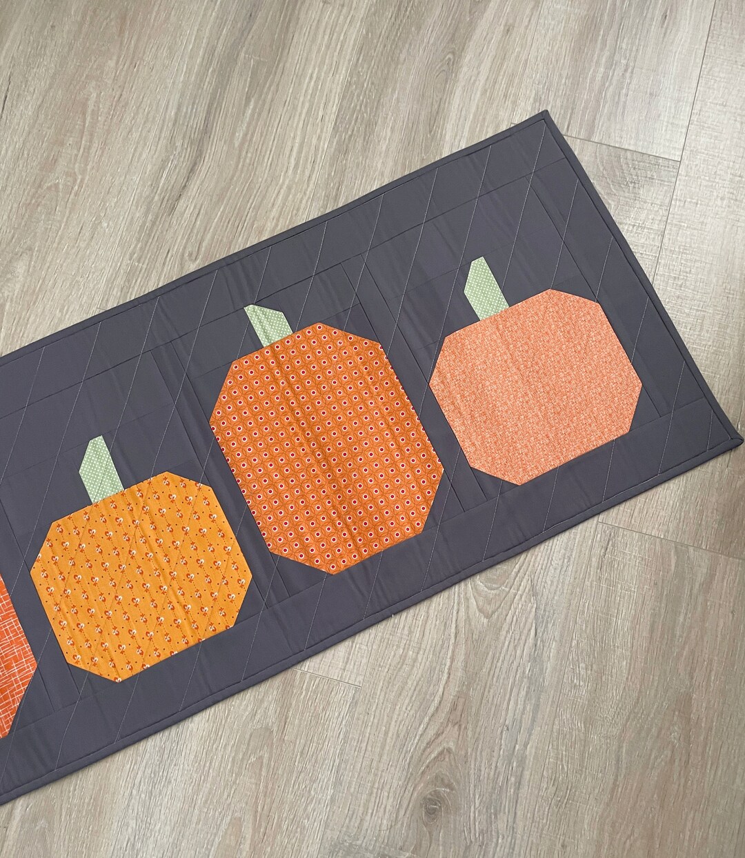 Quilted Pumpkin Table Runner, Handmade Fall Table Decor, 16 X 38 Inches ...