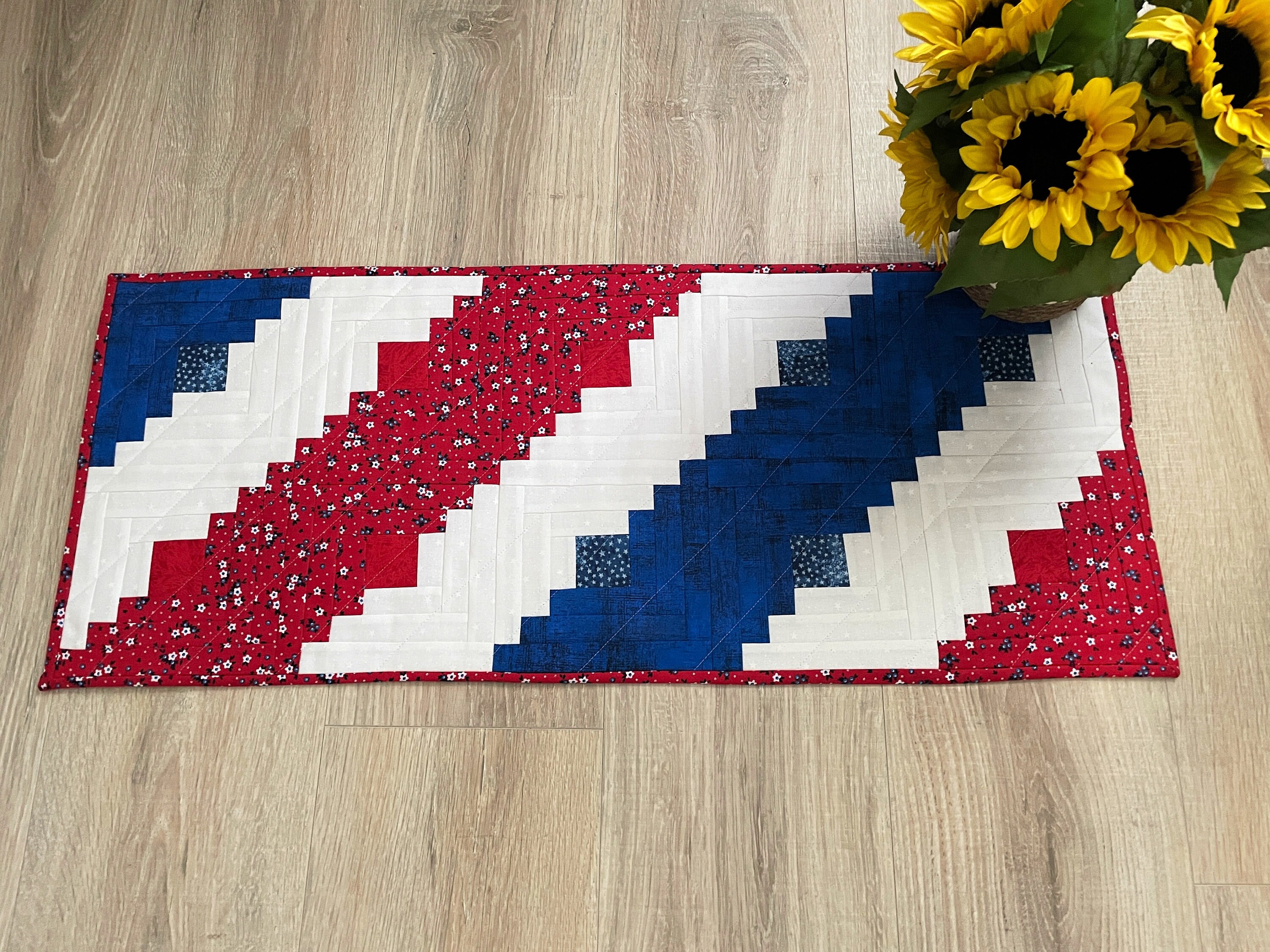 Handmade Log Cabin Table Runner, Patriotic Table Centerpiece - Etsy