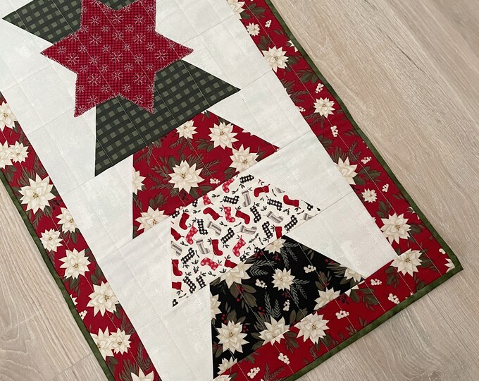 Christmas Tree Quilted Table Runner, Modern Farmhouse Table Decor, 18 X ...