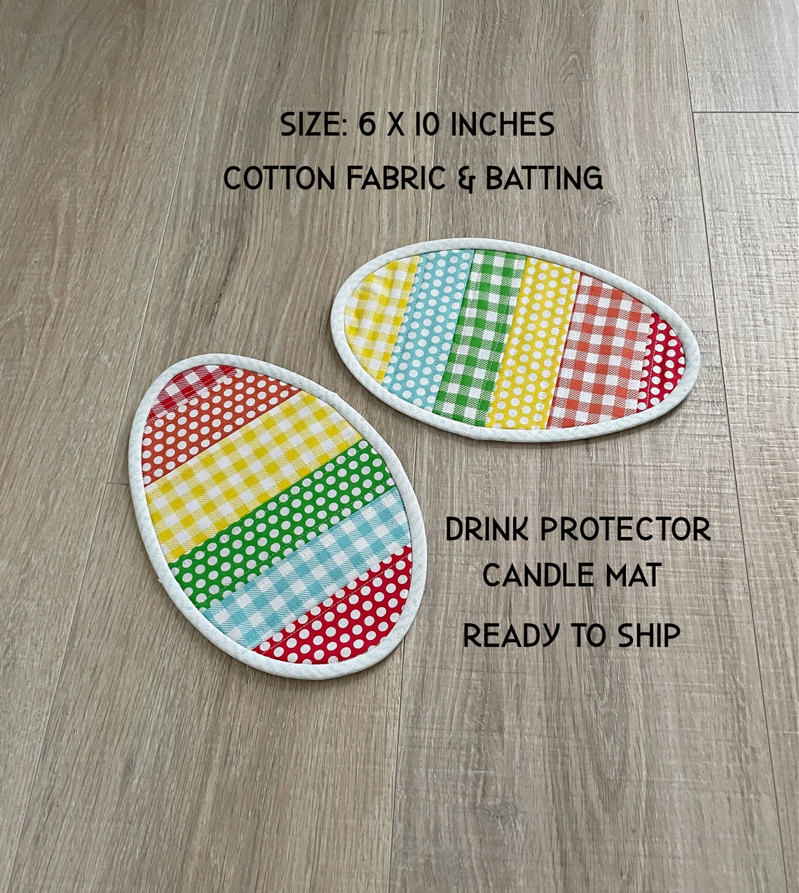 Quilted Easter Egg Mug Rug, Set of 2 Spring Decor, Easter Snack Mat ...