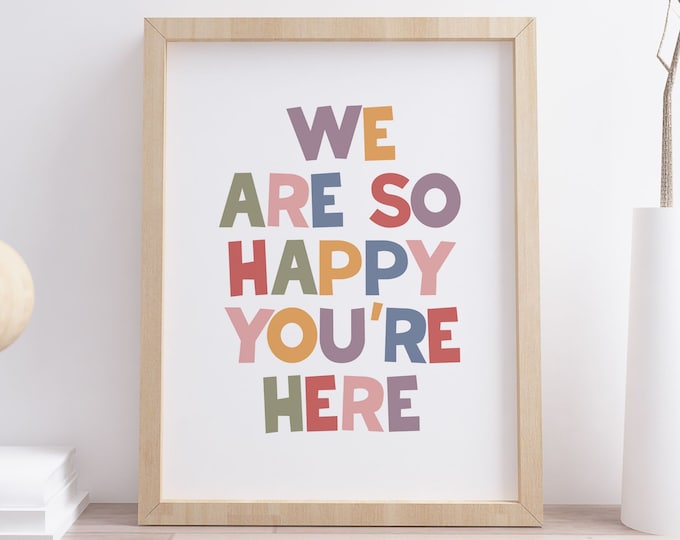 We Are so Happy You're Here Print, Positive Motivational Quote Poster ...