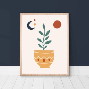 Boho Modern Plant Print, Botanical Poster, Cute Boho Decor, Kitchen ...