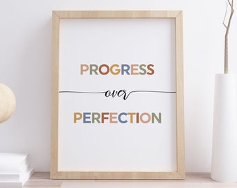 Progress Over Perfection Classroom Decor Boho Motivational - Etsy