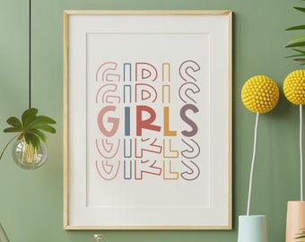 Girls Girls Girls Print, Girl Room Poster, Feminist Wall Art, Girls ...